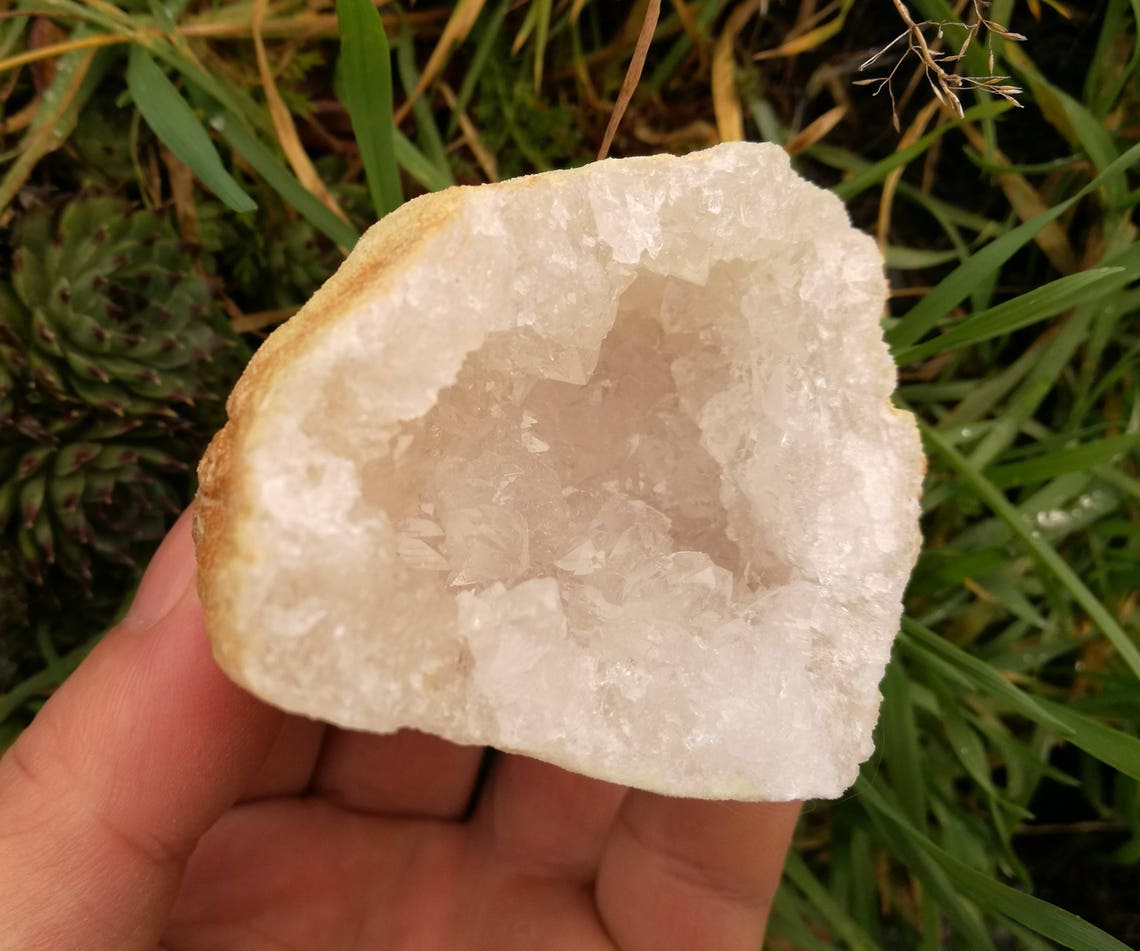 Large geode glow in dark glow positive energy rock raw | Etsy