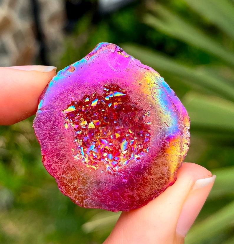 Rainbow Geode Fairy Geode Pink Crystal Cave Fairy Cave - Etsy