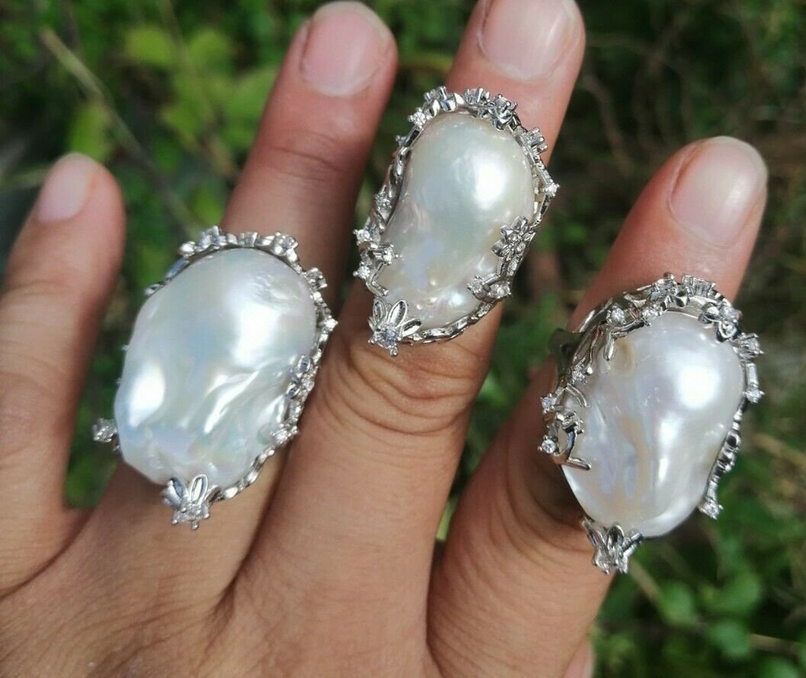 Giant Pearl Ring Huge Pearl Ring Lucifer Candy Adjustable Pearl Ring ...