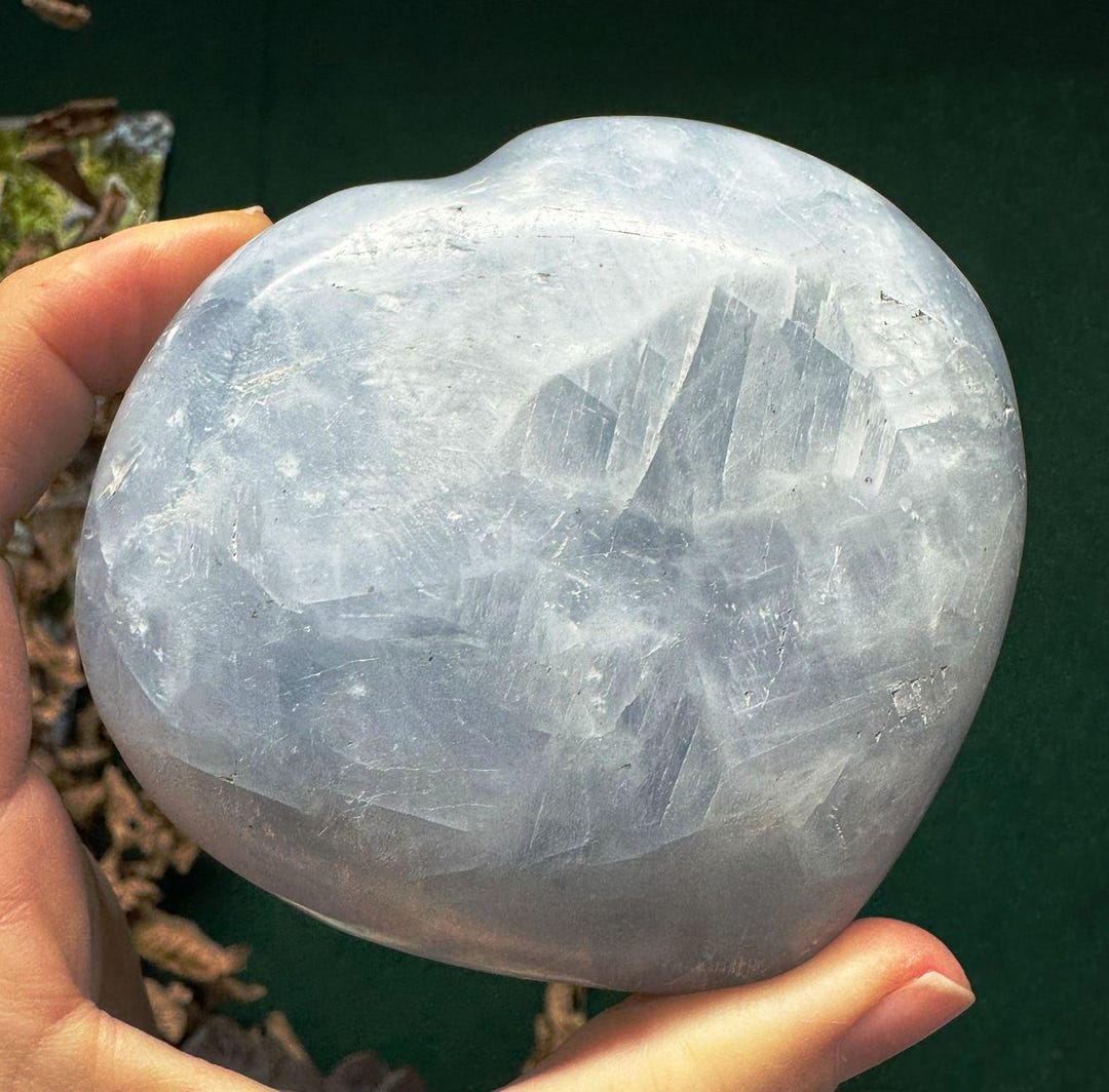 Blue Calcite Heart 6+cm Gemstone Heart Loveheart Blue Stone Gift Elf ...