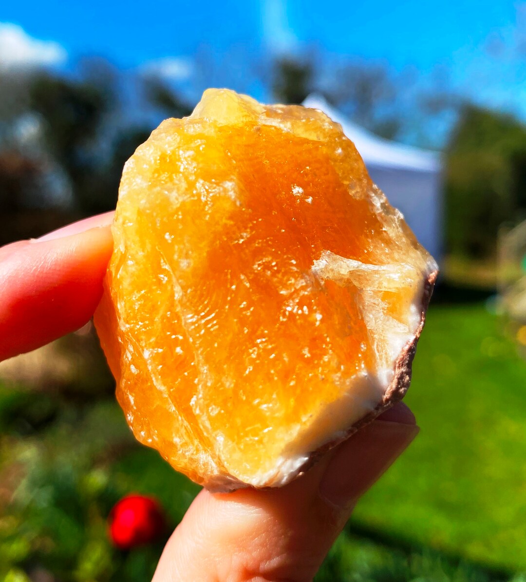 Orange Calcite Chunk, Raw Crystal Calcite, Rough Orange Calcite ...