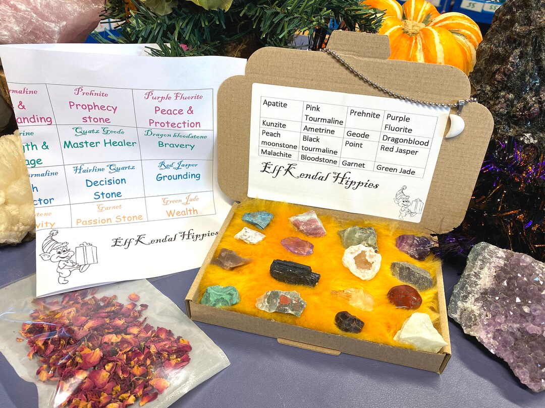 Crystals Gift Box Set Elf Unicorn Crystal Set, Raw Crystal Gift Set ...