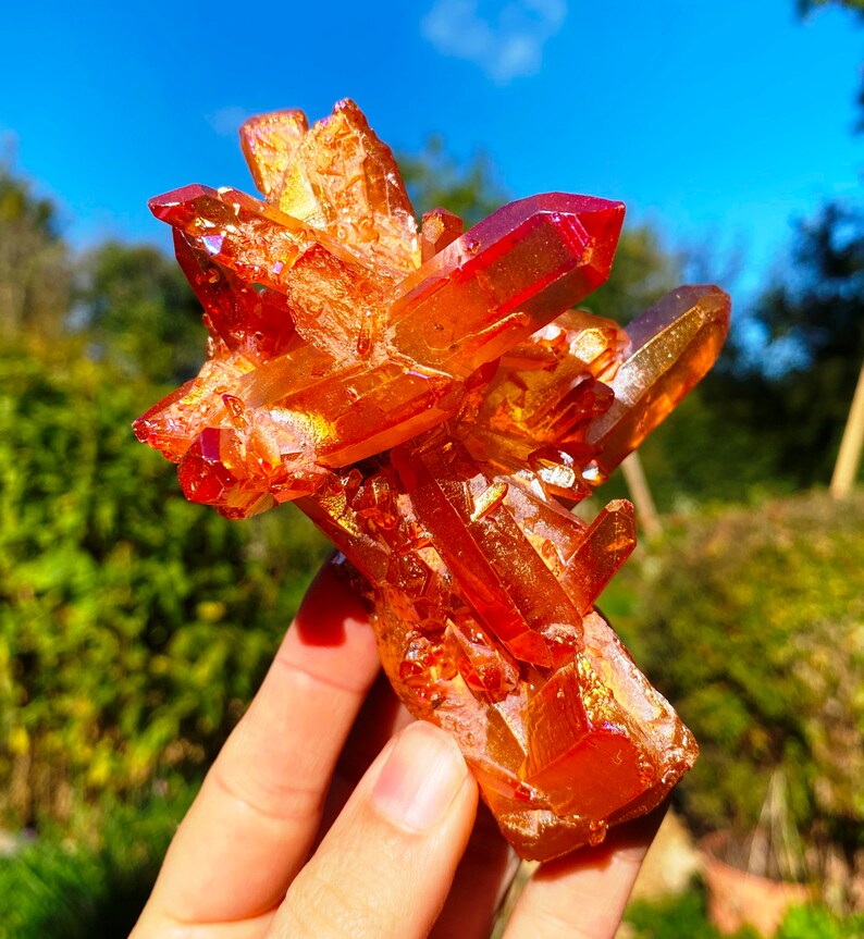 Fire Crystal Raw Crystal Cluster Flame Crystal Points - Etsy UK