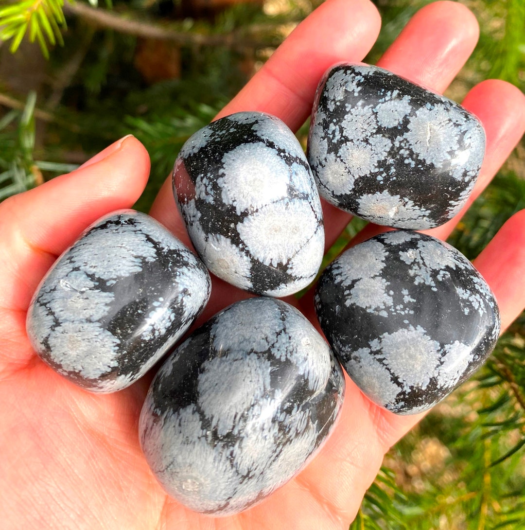Snowflake Obsidian Palmstone, Tumbled Obsidian, Meditation Stones ...