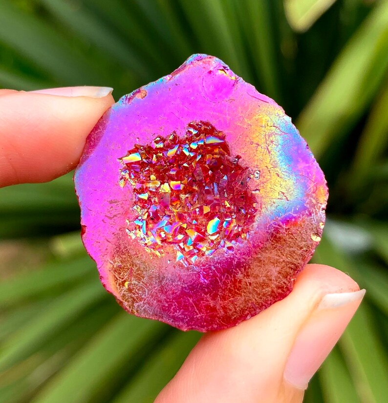 Rainbow Geode Fairy Geode Pink Crystal Cave Fairy Cave - Etsy