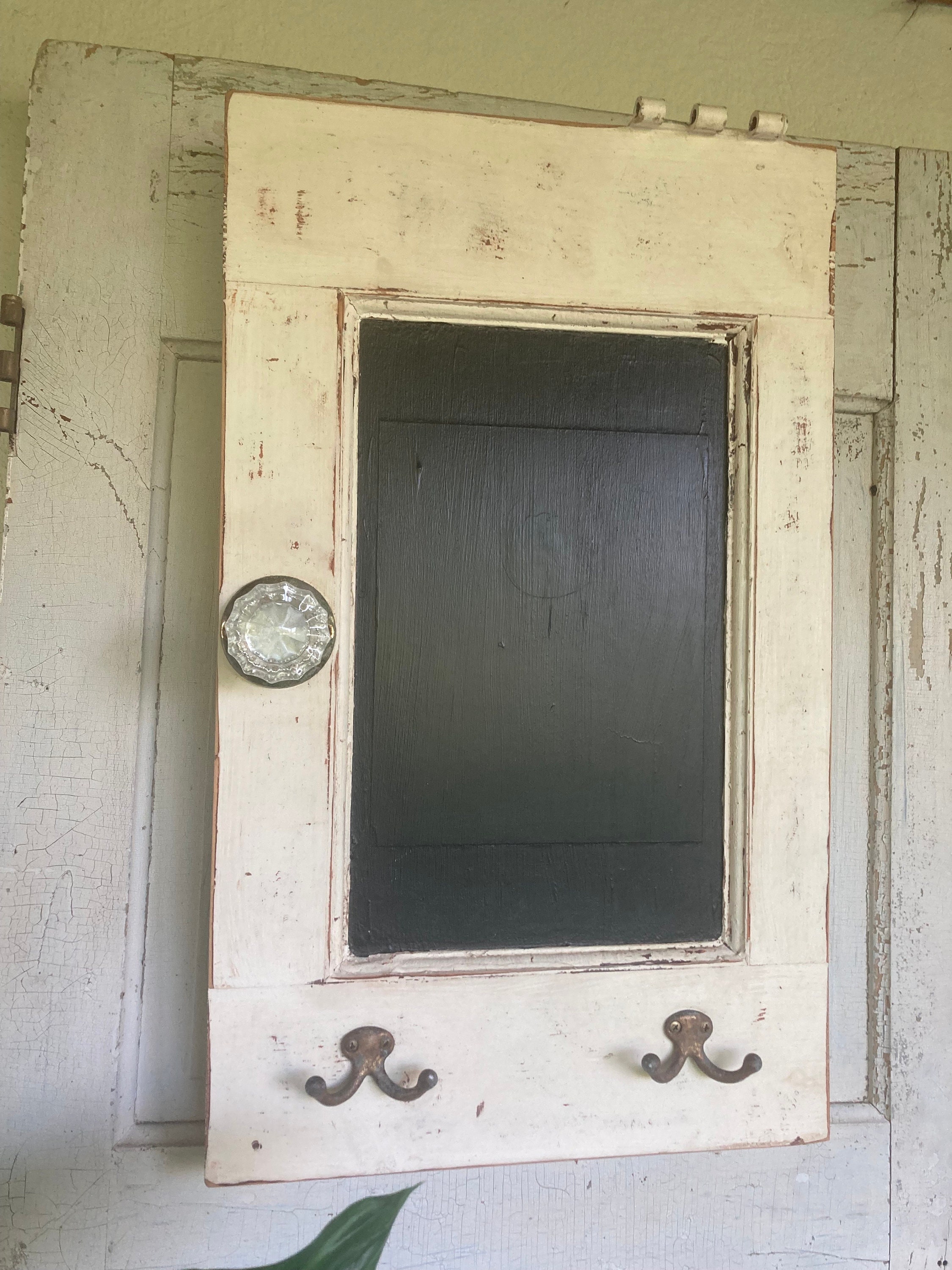 Antique Repurposed Cupboard Door Chalkboard. Glass Door Know and Old ...