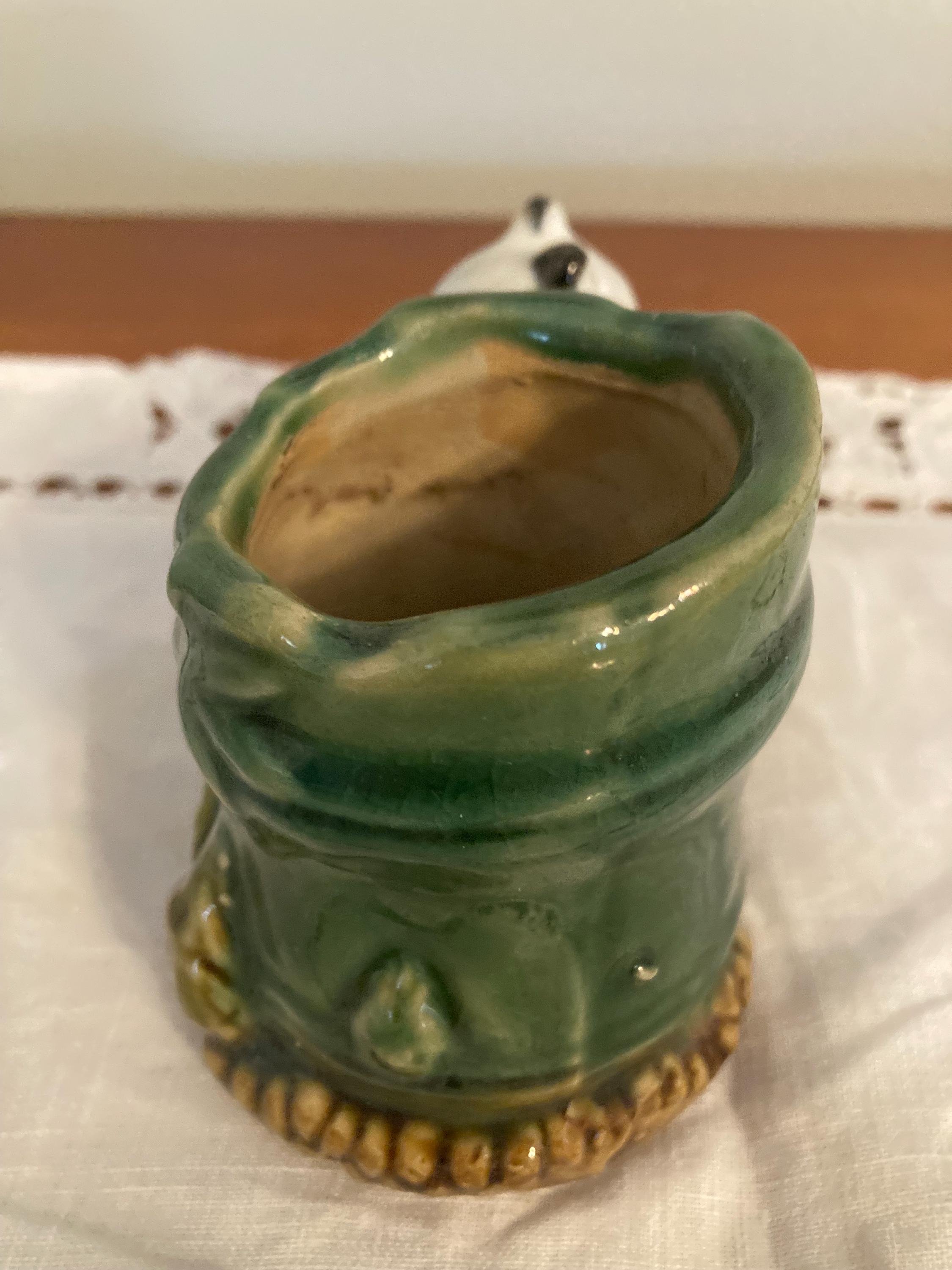 Vintage Majolica Panda Bamboo Planter PRISTINE Garden Porch Farmhouse ...