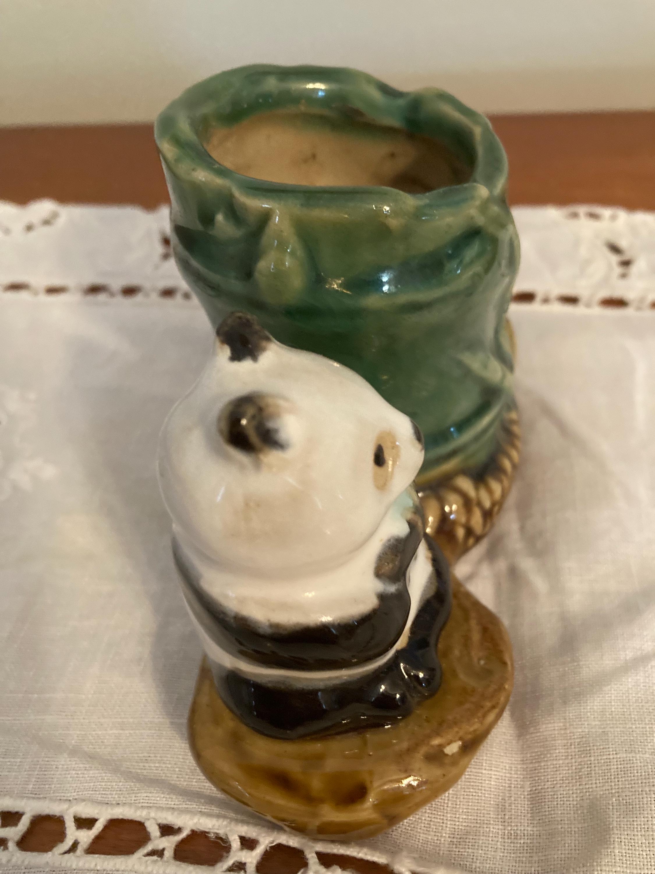 Vintage Majolica Panda Bamboo Planter PRISTINE Garden Porch Farmhouse ...