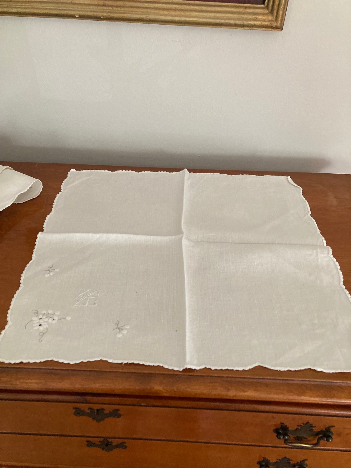 Antique Set of 12 Linen Embroidered Monogrammed Fine Linen Napkins ...