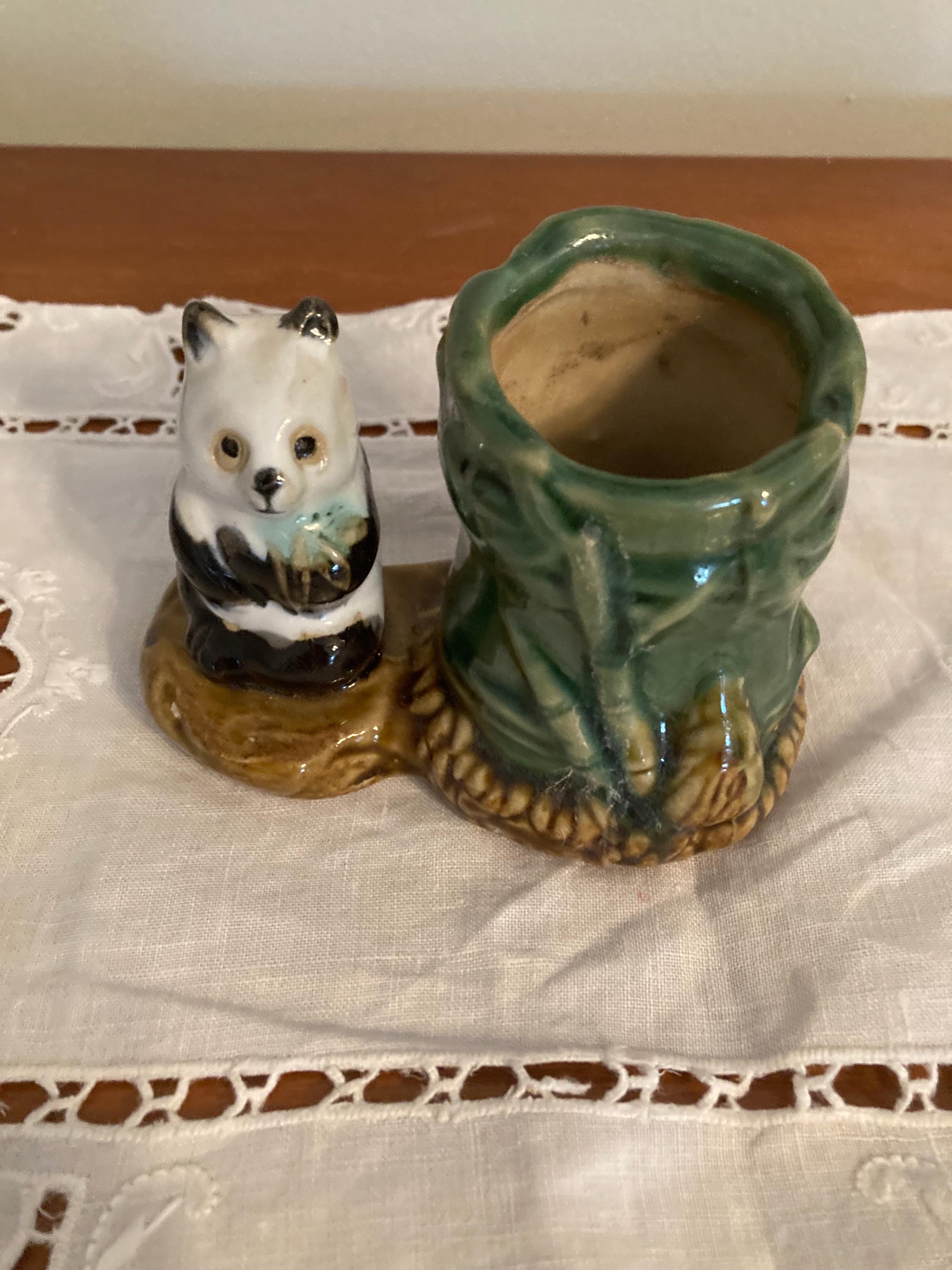 Vintage Majolica Panda Bamboo Planter PRISTINE Garden Porch Farmhouse ...
