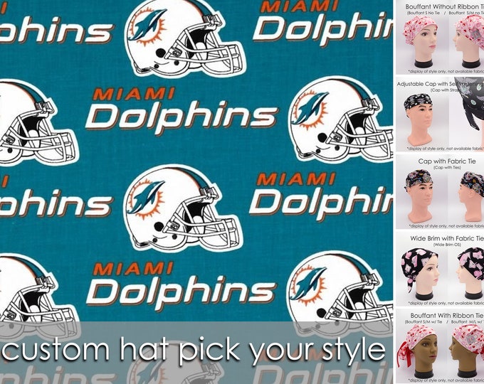 Custom Miami Dolphins Scrub Hat Pick Your Style, Gift for Nurse, Gift ...