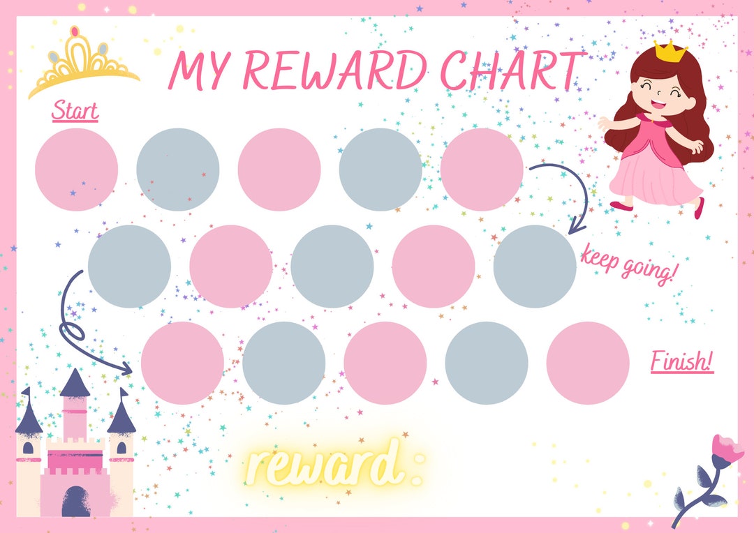 Princess Rewards Chart Princess Sticker Tick Chart Child - Etsy