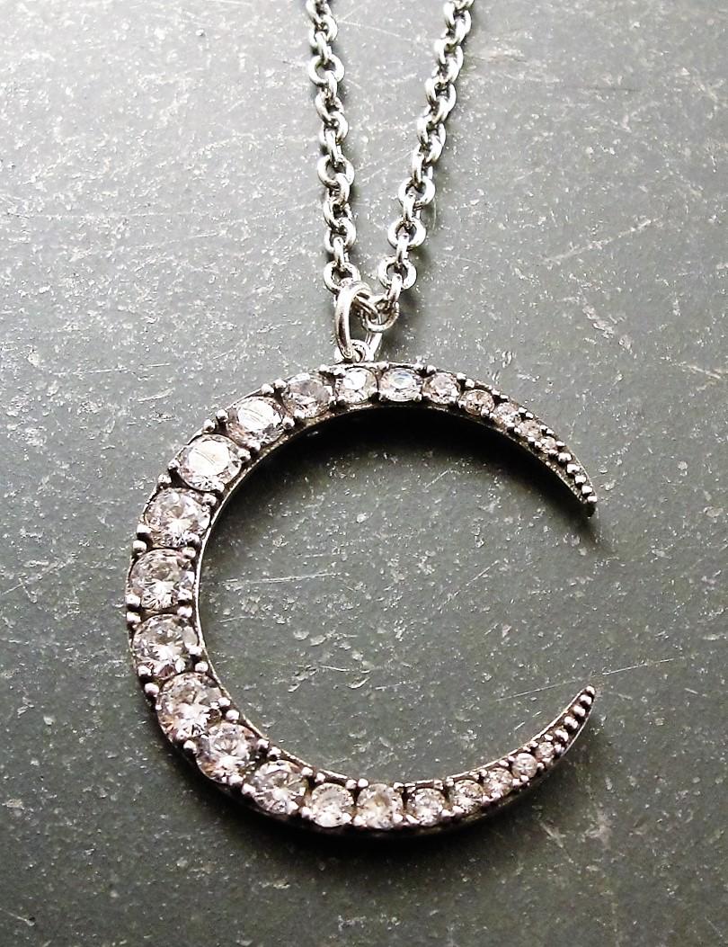 Moon Jewelry, Silver Moon Necklace, Moon Pendant, Crescent Moon ...