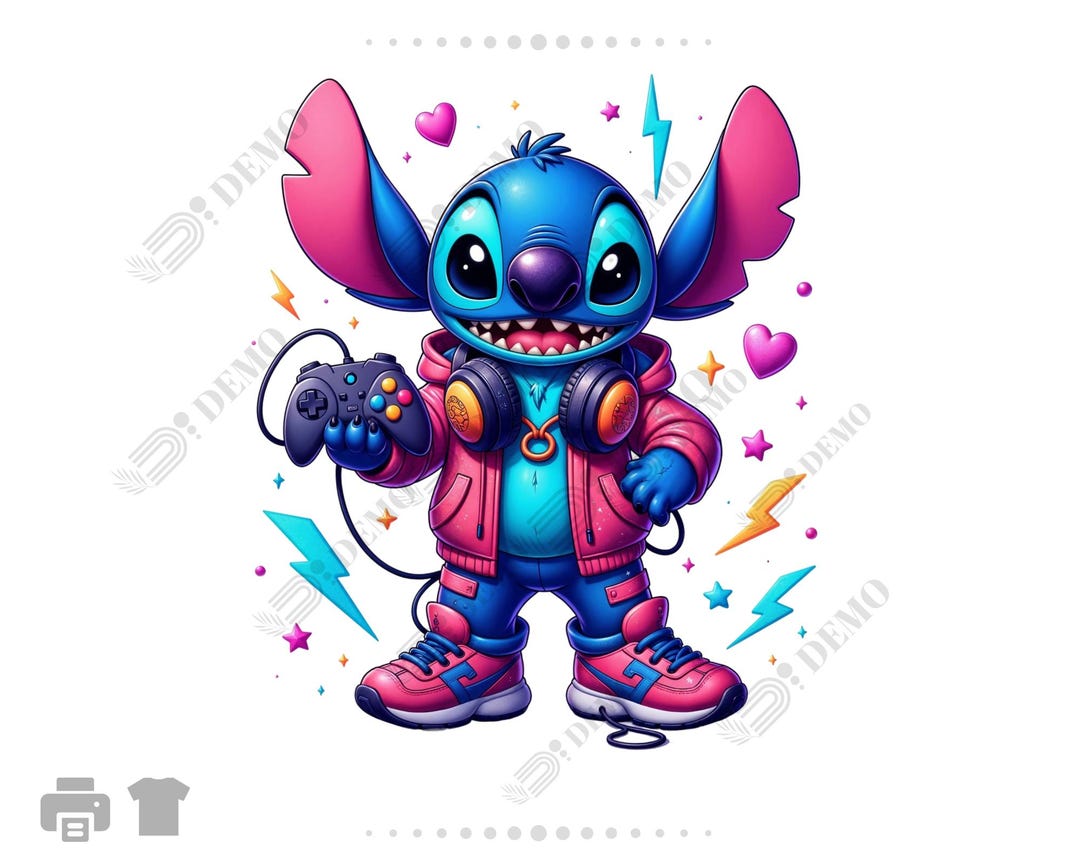 Gamer Stitch PNG, Cool Urban Stitch With Hoodie and Controller, Cute ...