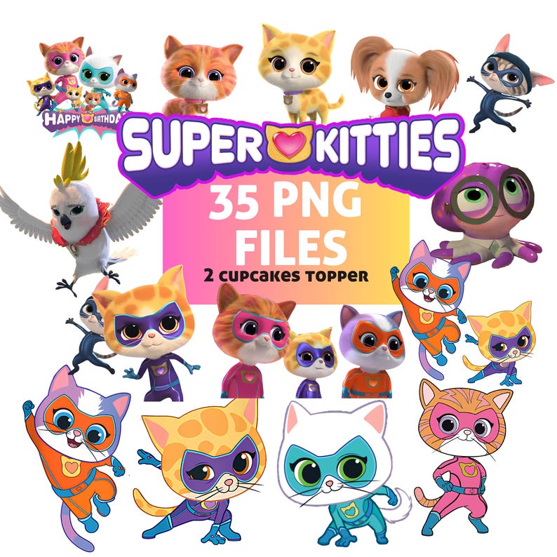 Super Kitties Png, Cats Png Bundle, Kitties Png, Super Birthday ...