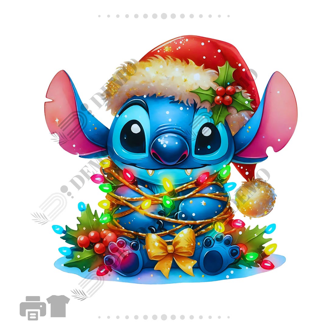 Christmas Stitch PNG, Stitch Christmas Lights PNG, Stitch Santa Hat ...
