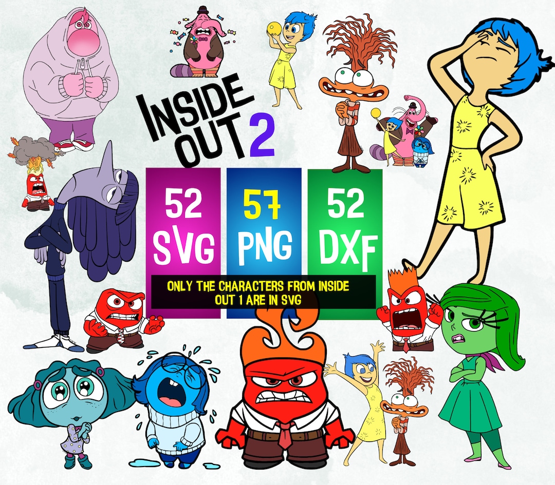 Inside Out 2 Clipart Bundle: Joy, Sadness, Anger, Anxiety (PNG SVG DXF ...