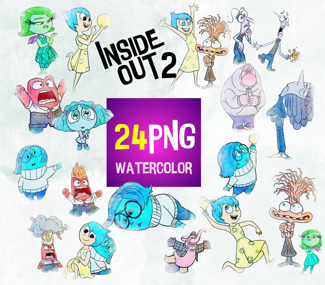 Inside Out 2 Watercolor Clipart Bundle: Emotions PNG (digital Download ...