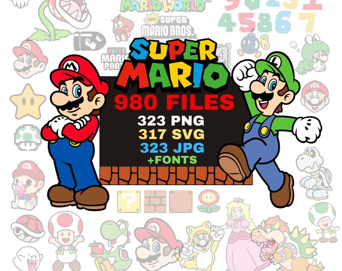 Super Mario SVG Bundle, Mario Cut Files, Mario Clipart, Super Mario ...