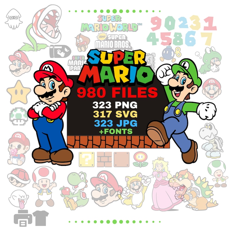 Mario Svg - Etsy