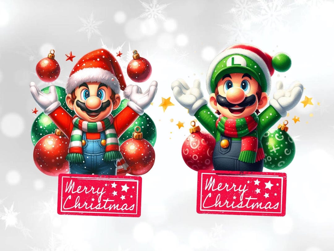 Mario Christmas PNG Clipart | Luigi Holiday Design (instant Download ...