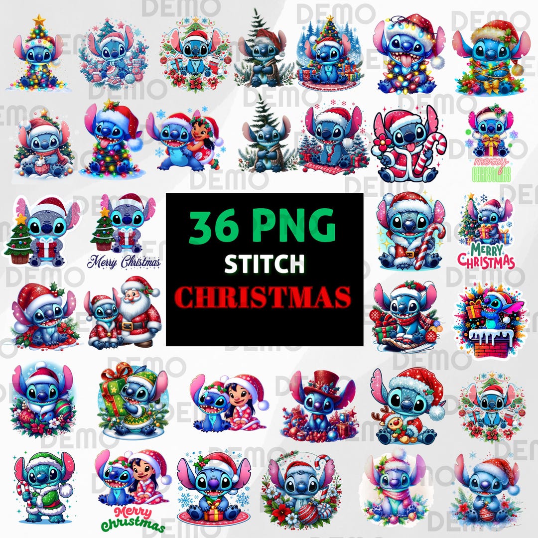 Stitch Christmas Bundle, Christmas Stitch PNG | Transparent Background ...