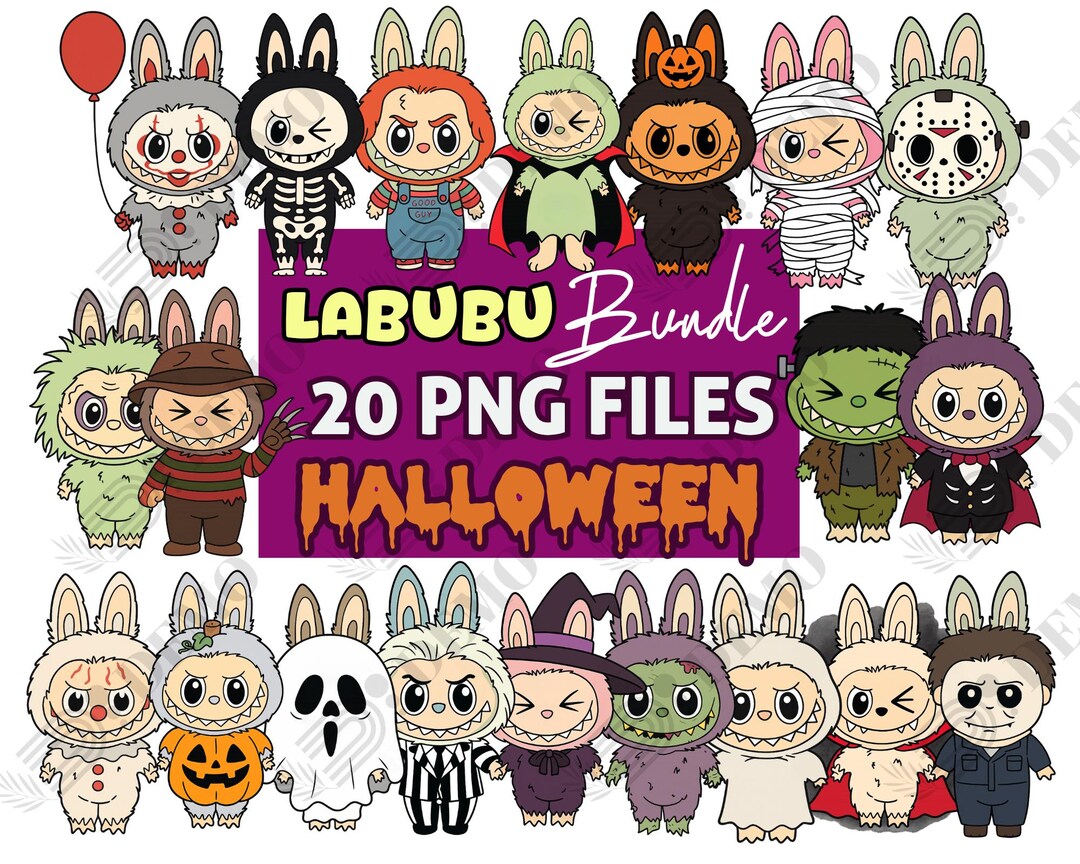 Labubu Halloween 20 PNGs, clipart labubu PNG, 20 clipart de boneca ...
