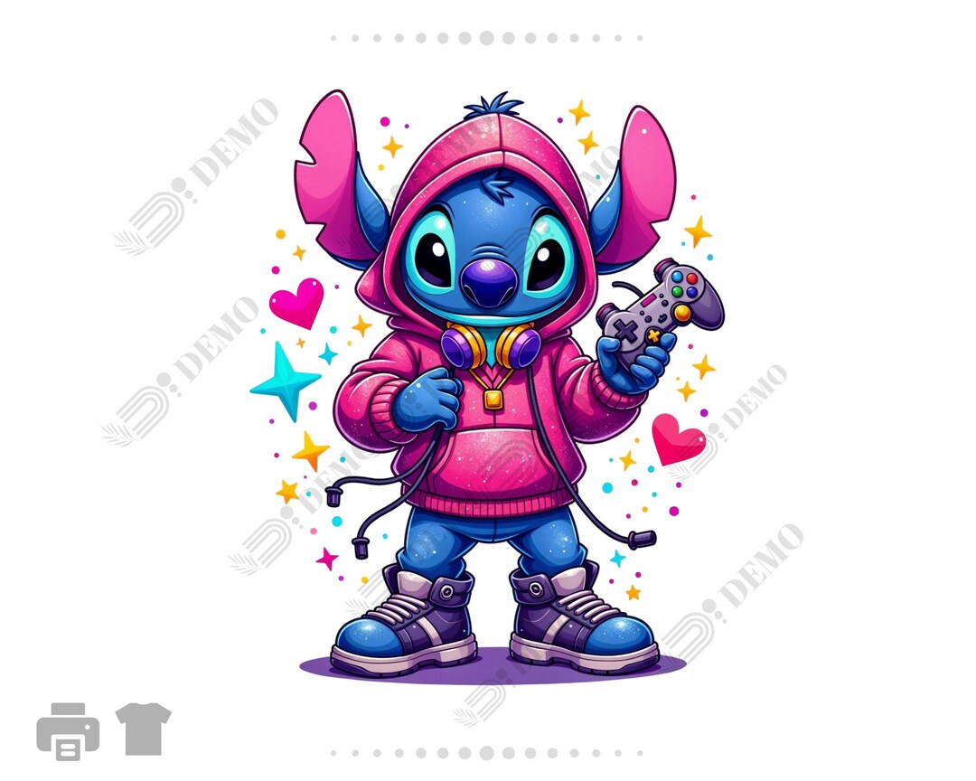 Gamer Stitch PNG Clipart, Cool Urban Stitch With Hoodie and Controller ...