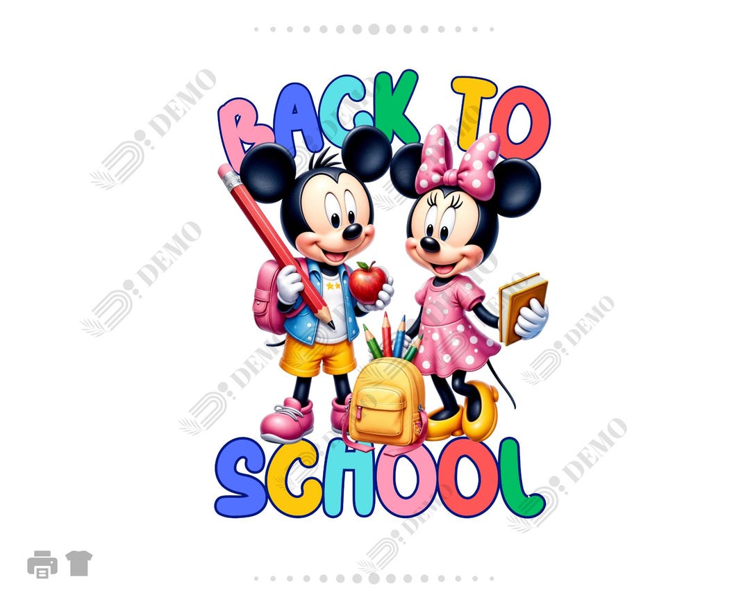 Minnie and Mickey Back to School PNG | First Day of School Sublimation ...