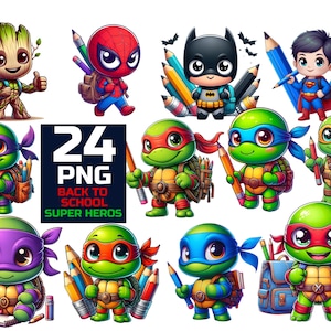 Back to School PNG Bundle, Super Heros,clipart 24 Pngs, PNG Transparent ...