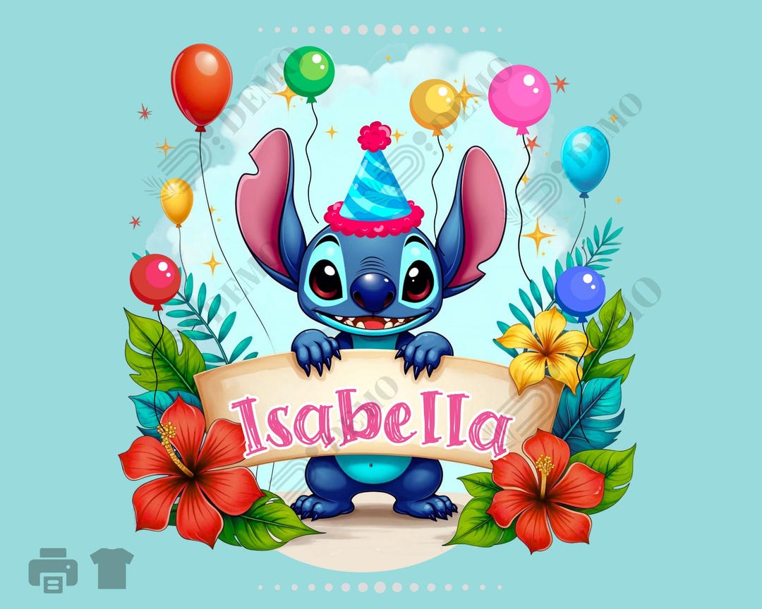 Personalized Stitch PNG: Custom Name Floral Sublimation Design (instant ...