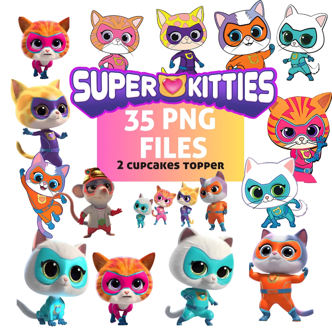 Super Kitties Png, Cats Png Bundle, Kitties Png, Super Birthday ...