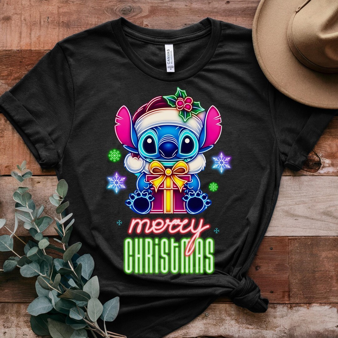 Neon Christmas PNG | Clipart Stitch PNG | Transparent Background | Cute ...