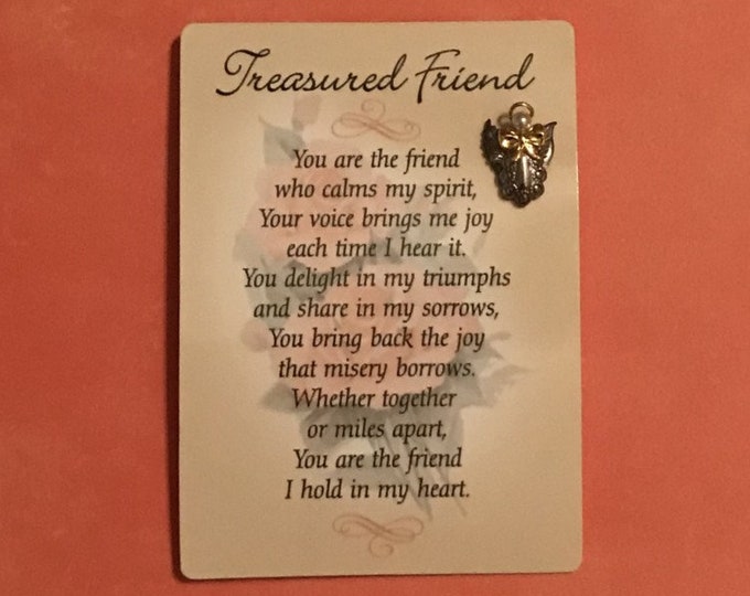 Treasured Friend Poem and Guardian Angel Pin Set - Etsy
