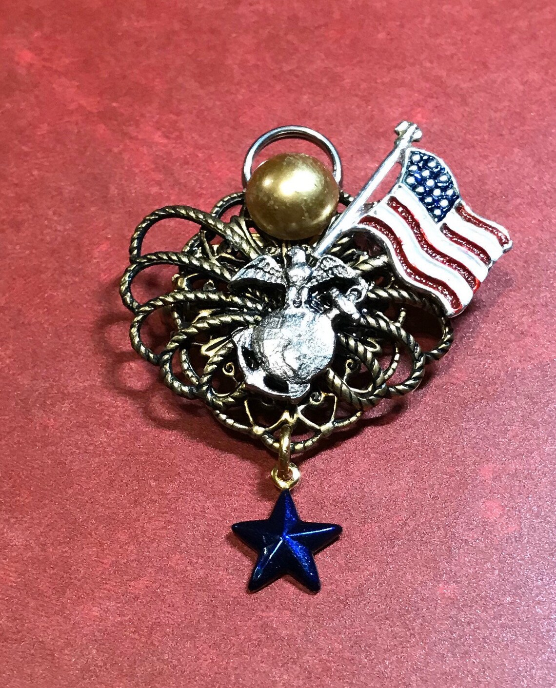 Marines Blue Star----marines Gold Star~ Angel Pin~military Pin - Etsy