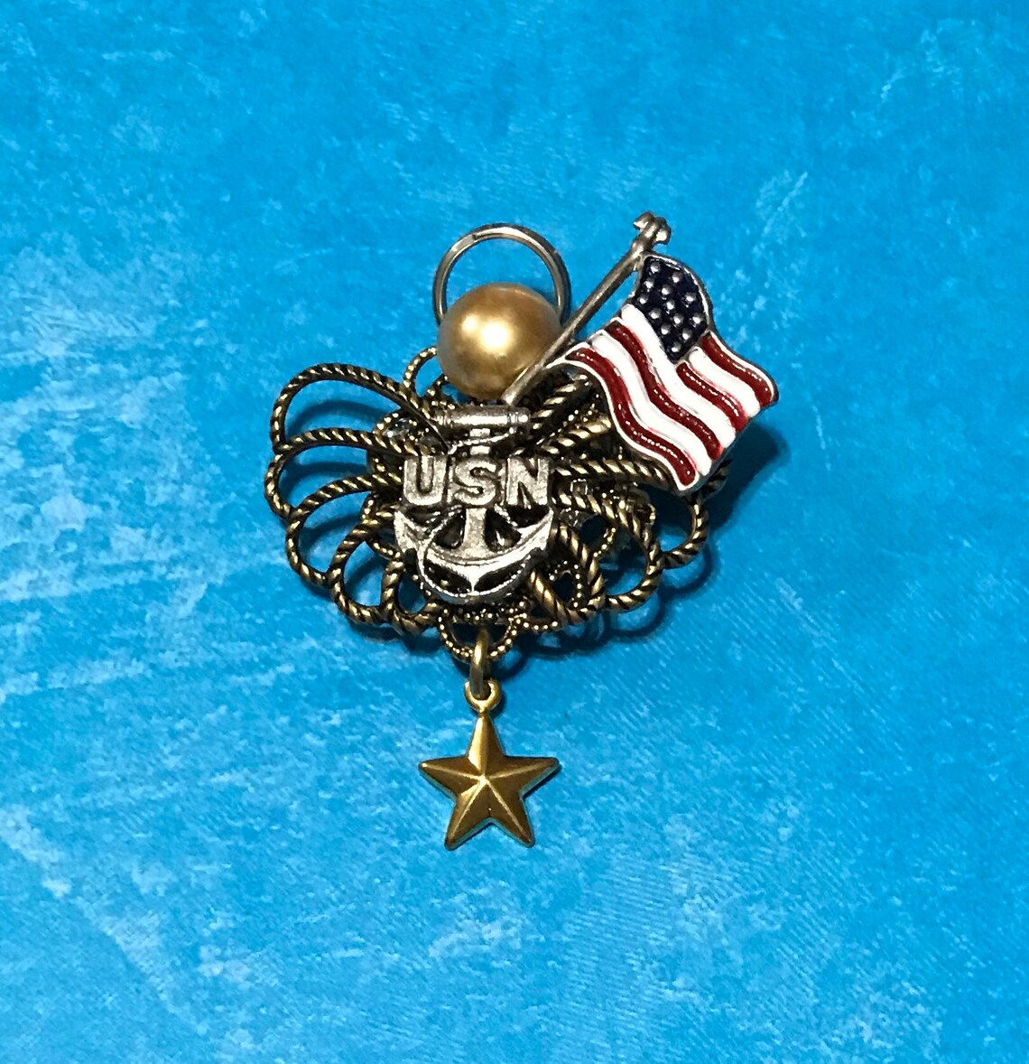 Navy Blue Star----navy Gold Star, Angel Pin - Etsy