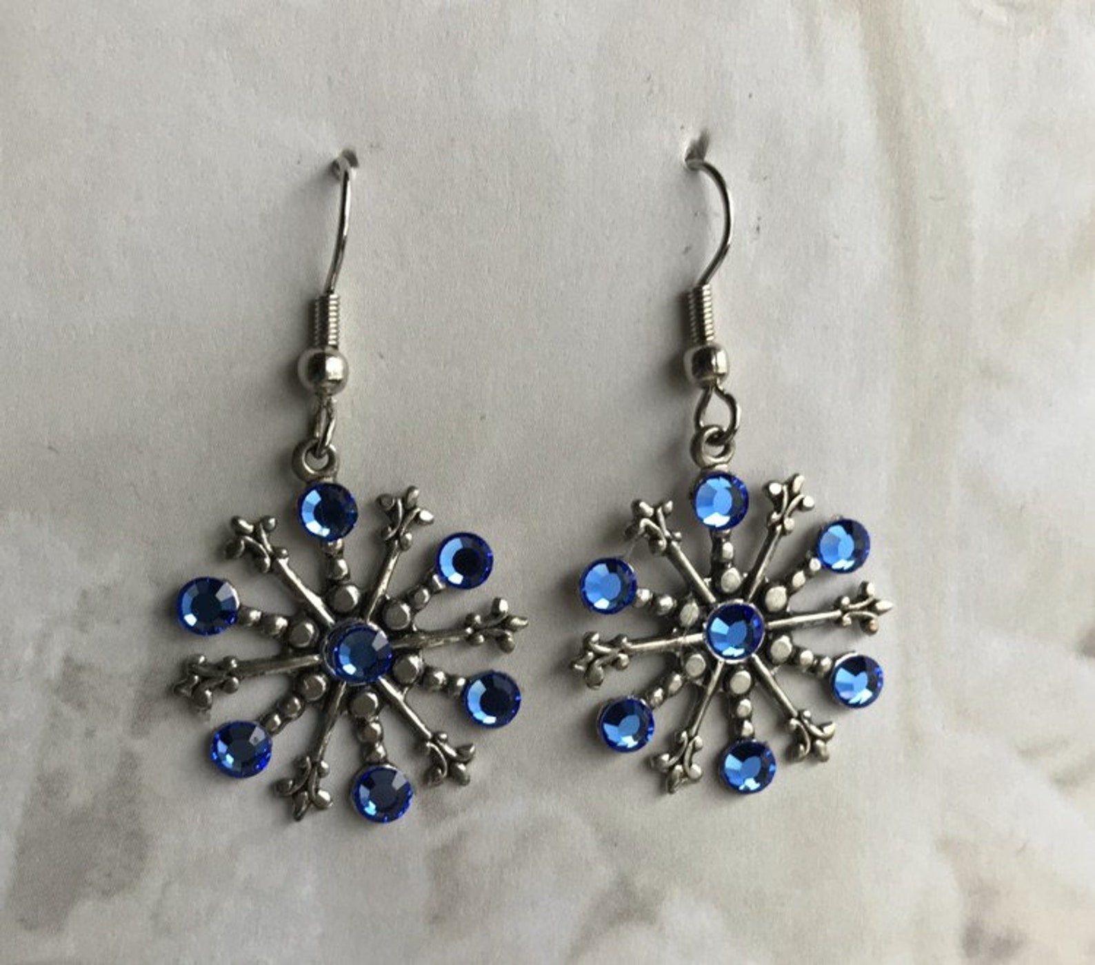 Sapphire Snowflake Earrings | Etsy