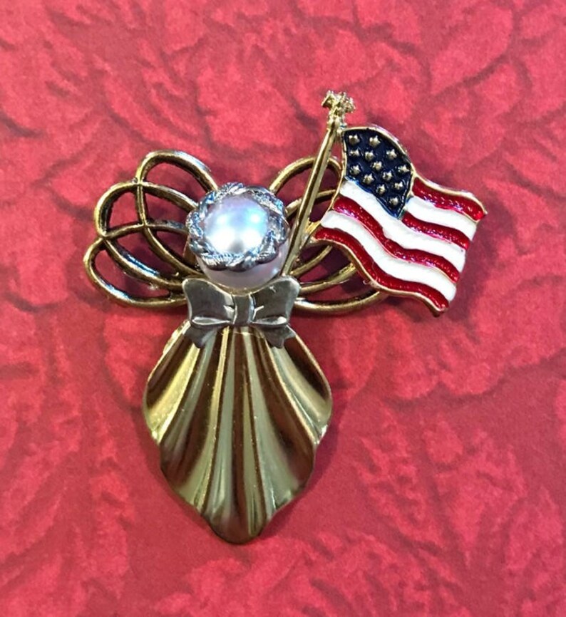 Patriotic Angel Pin - Etsy