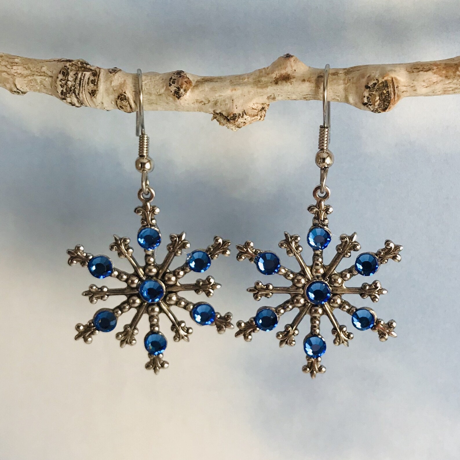 Sapphire Crystal Snowflake Necklace or Earrings - Etsy