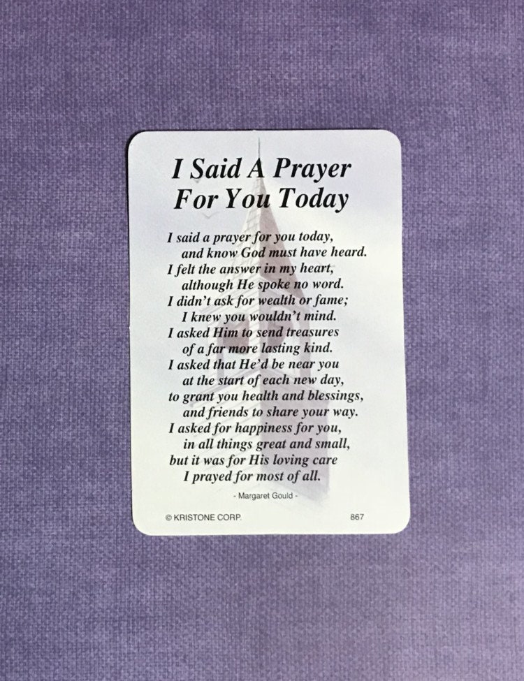 I Said A Prayer for You Today Poem Card - Etsy