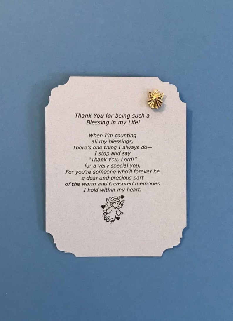 Thank You for Being a Blessing Angel Pin and Poem Card - Etsy