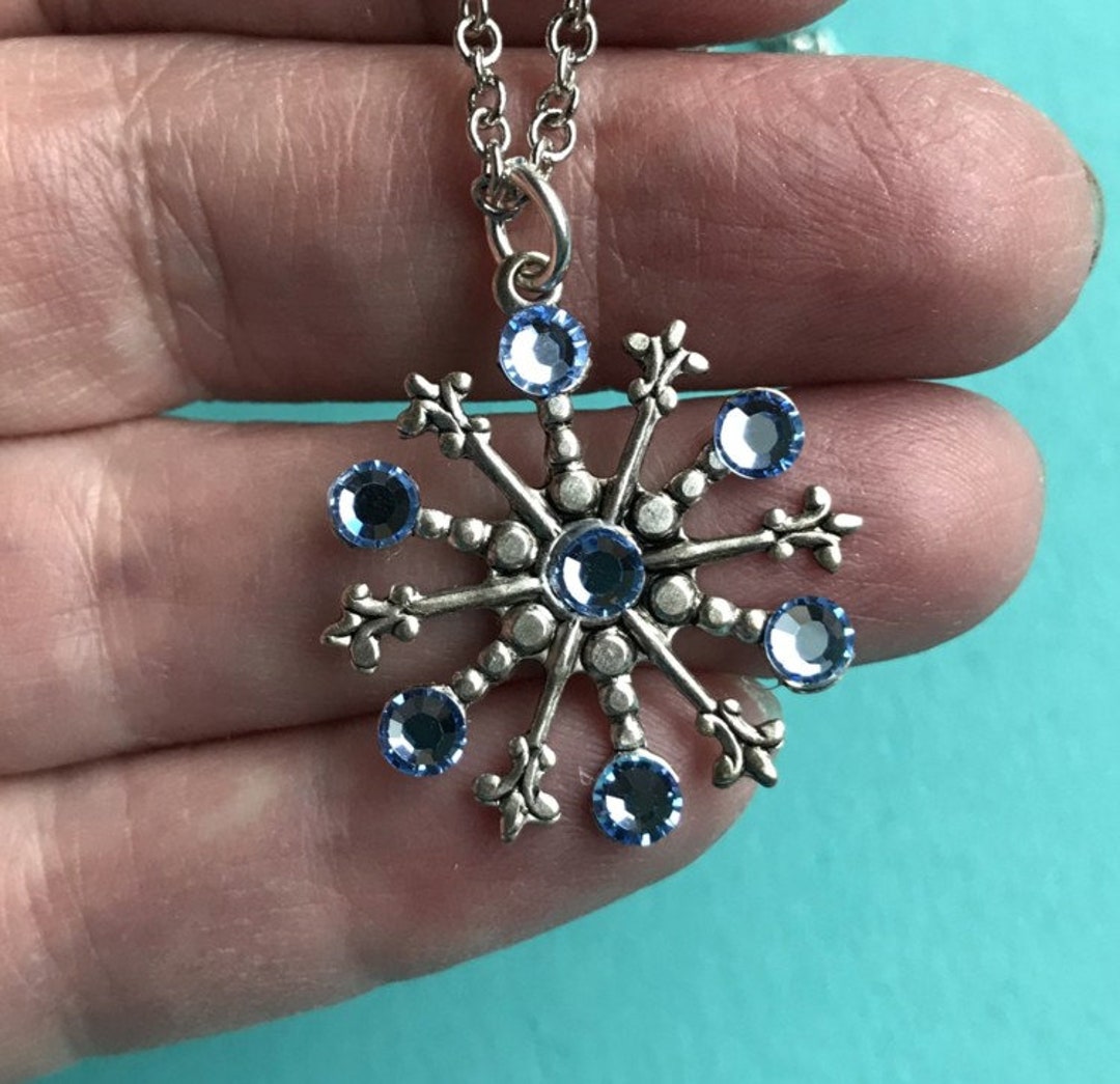Light Blue Snowflake Necklace - Etsy