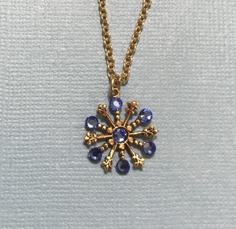 Snowflake Necklace, Sapphire Snowflake - Etsy