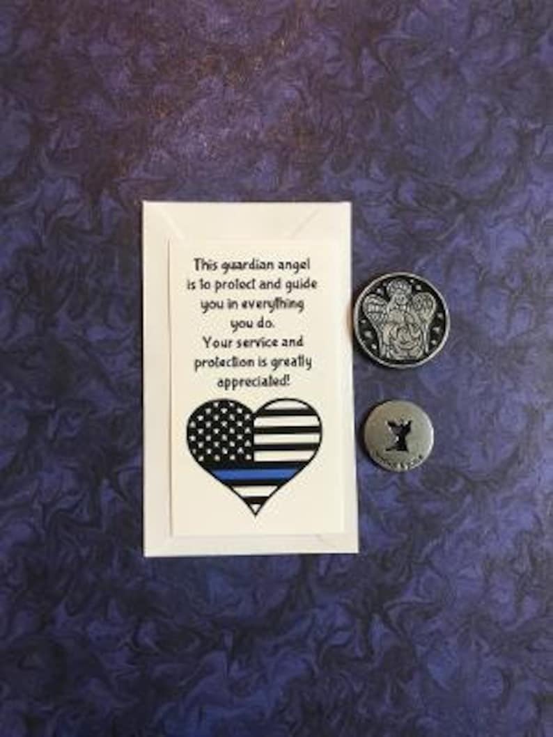 Police Officer's Guardian Angel Token Set - Etsy