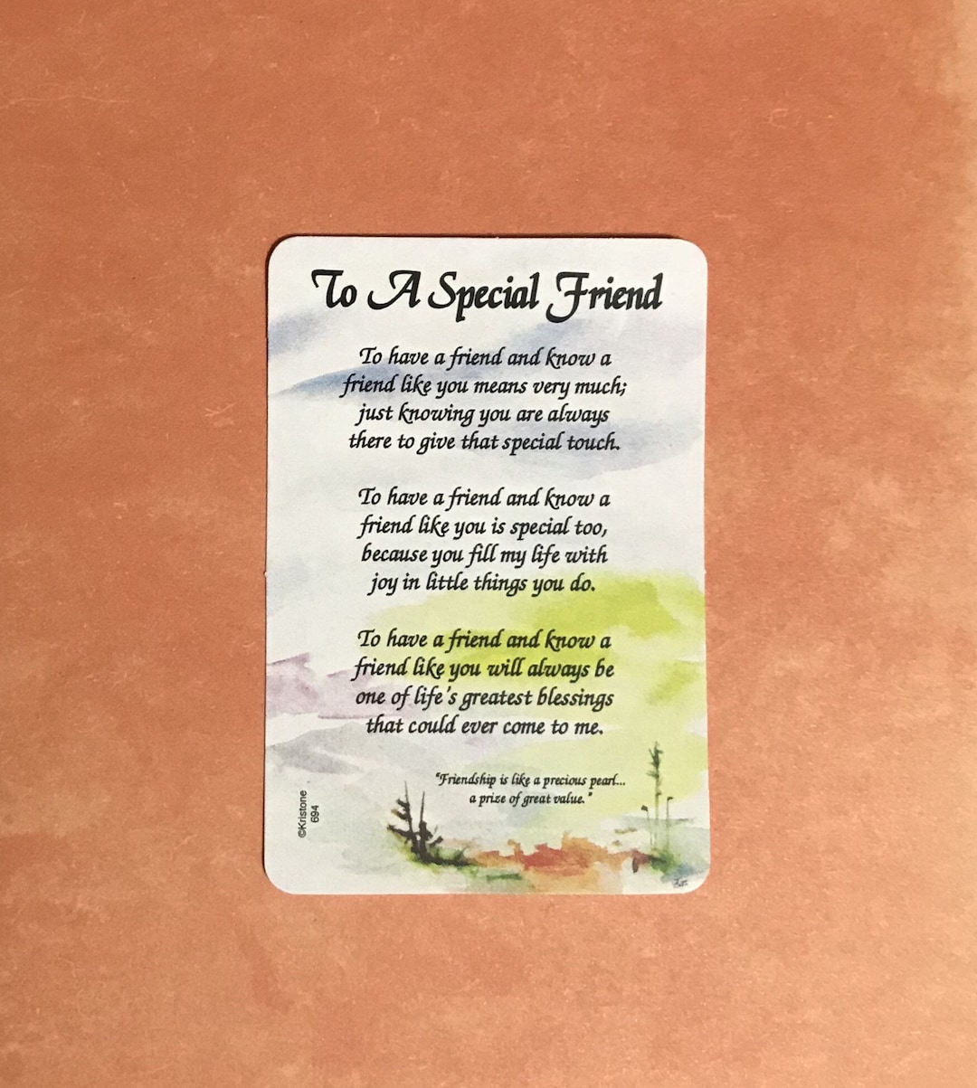 To A Special Friend Poem Card - Etsy
