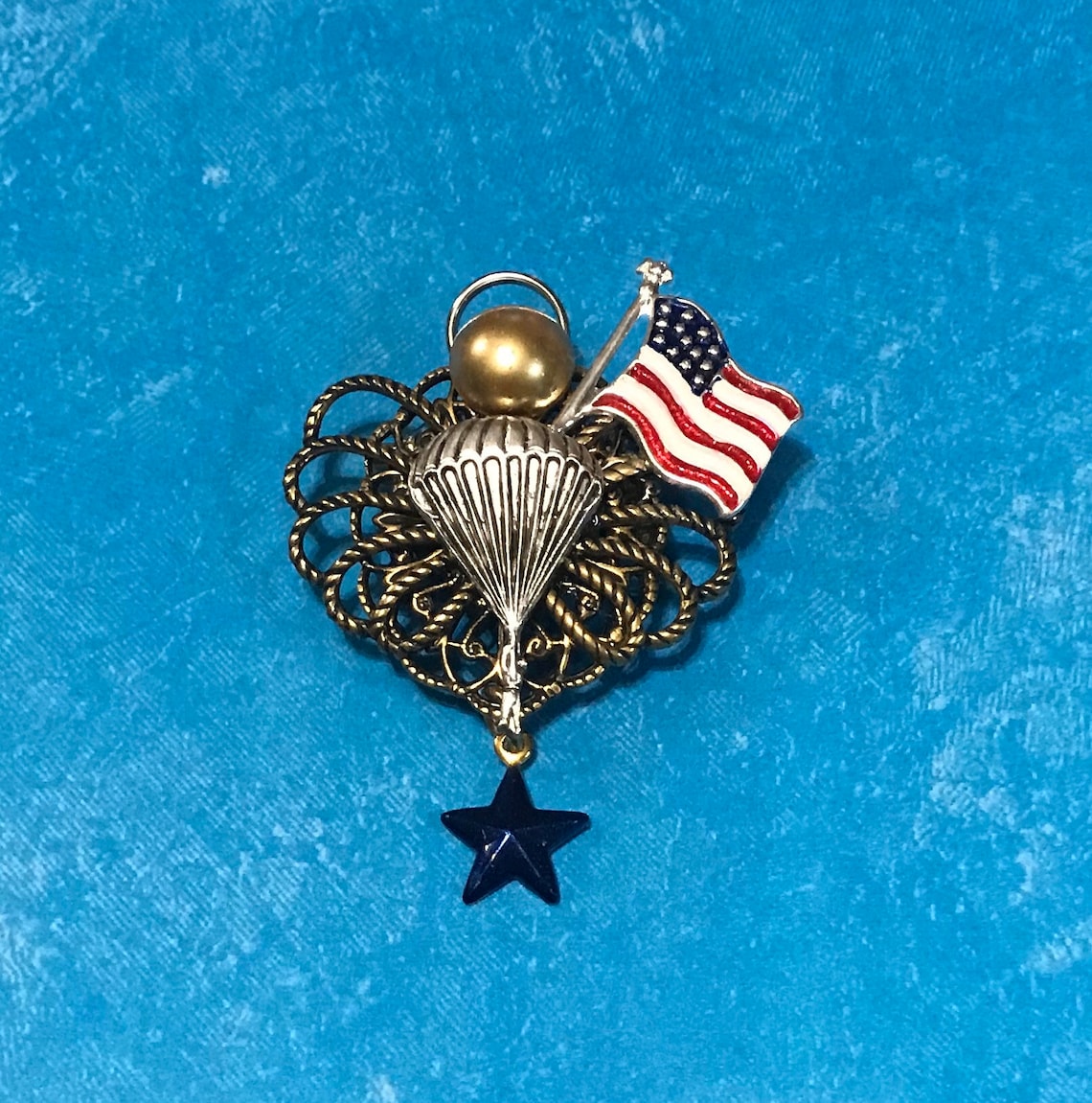 Airborne Blue Stargold Star Angel Pin - Etsy