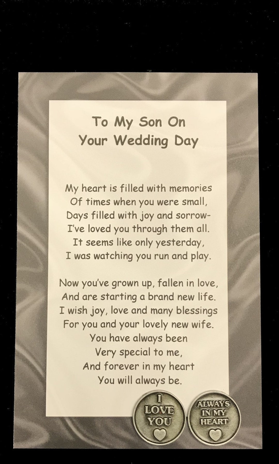 My-our Son on Your Wedding Day Poem & Pocket Token Gift Set - Etsy