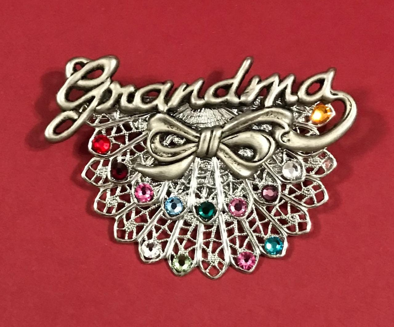 Grandma Double Birthstone Pin | Etsy