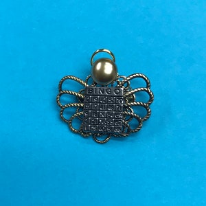 Bingo Angel Pin: Antique Gold Finish, Silver Bingo Card - Etsy