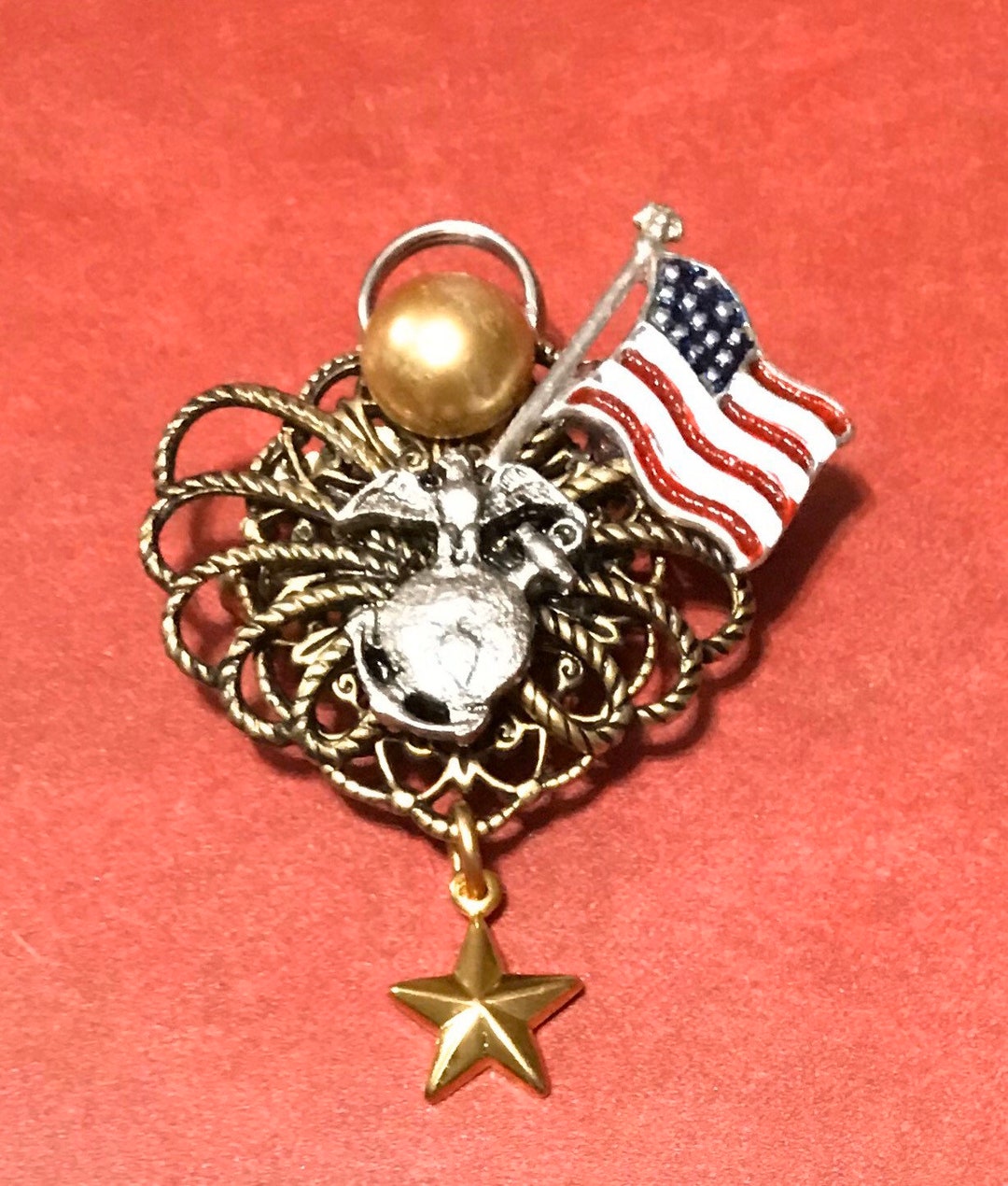 Marines Blue Star----marines Gold Star~ Angel Pin~military Pin - Etsy